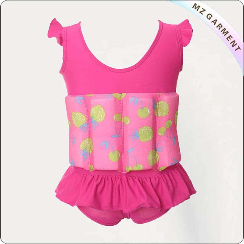 Toddler Candy Pink Float Swimwear, Fruit Printing, Ruffle | Topper