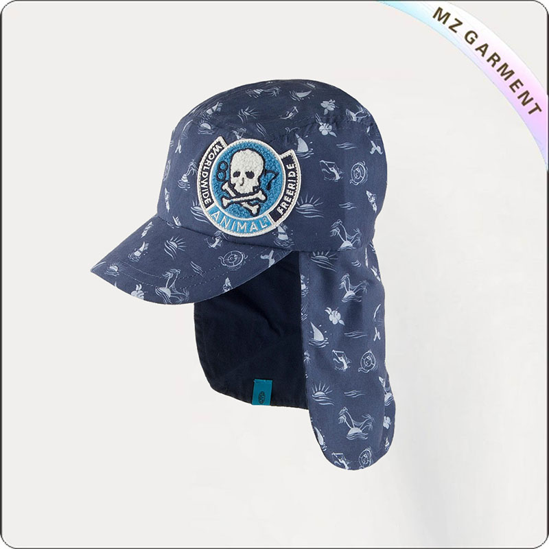 Kids Oyster Grey Sun Cap, Sea Rover Symbol Printing | Topper