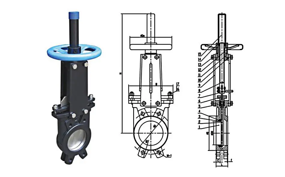 Wafer Knife Gate Valve, PN10, DN50-DN400, Handwheel - MFRS