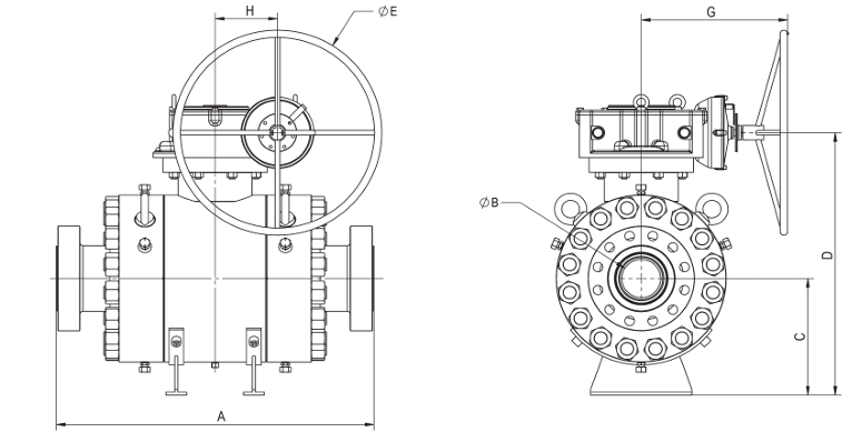 API 6A Ball Valve, A694 F60, 6-5/8 Inches, 3000 PSI, BW Ends | Bosseal