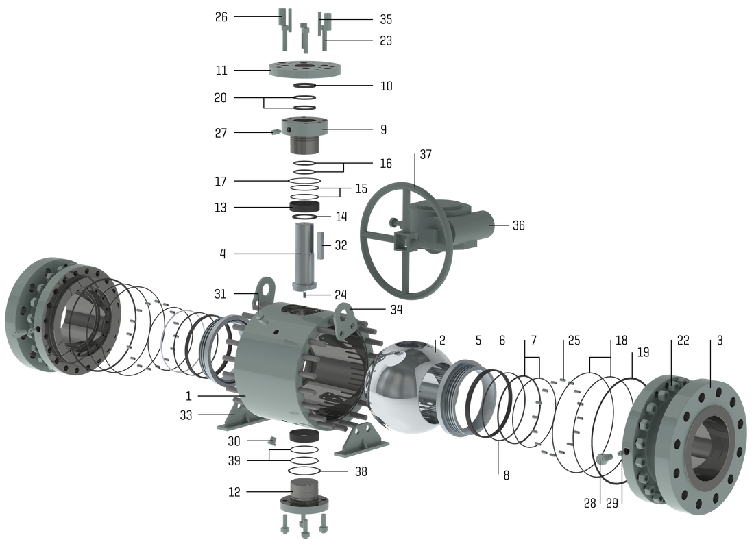 API 6A Trunnion Mounted Ball Valve, 4-1/16 IN, 2000 PSI, RTJ | Bosseal
