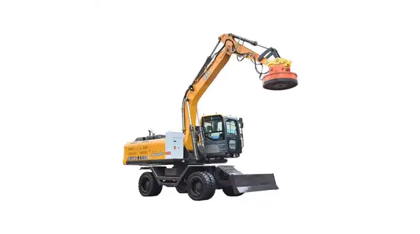 Wheeled Hydraulic Scrap Magnet Handler with Magnetic Grab | TOPPER