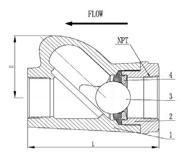 Carbon Steel Ball Check Valve, A216 WCB, 1 IN, 5000 PSI, NPT - Kosen