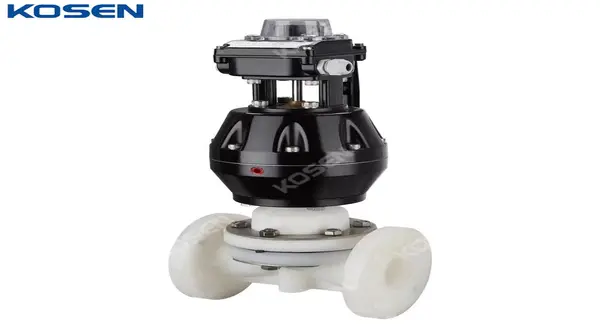 PVDF Diaphragm Valve, DN25, PN10, Pneumatic, with Limit Switch | Kosen