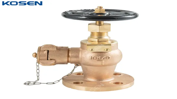 Cast Bronze Angle Globe Valve, JIS F7334, BC6, 40A, 10K, FF | Kosen
