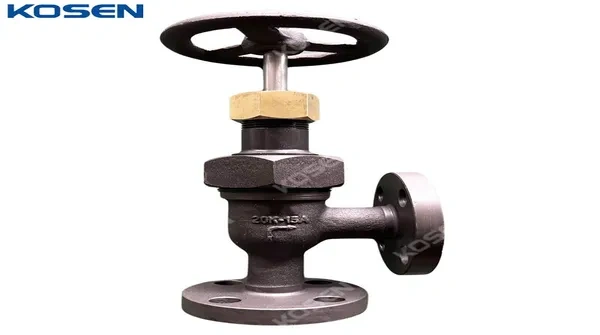 Marine Angle Globe Valve, JIS F7422, SF440, S25C, 15A, 20K | Kosen