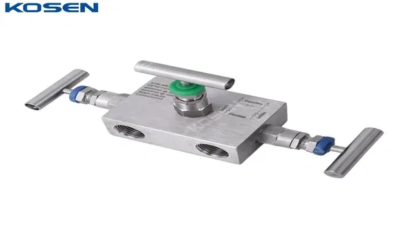 3 Way Manifold Valve, Stainless Steel 316, 1/2 IN, 6000 PSI | Kosen