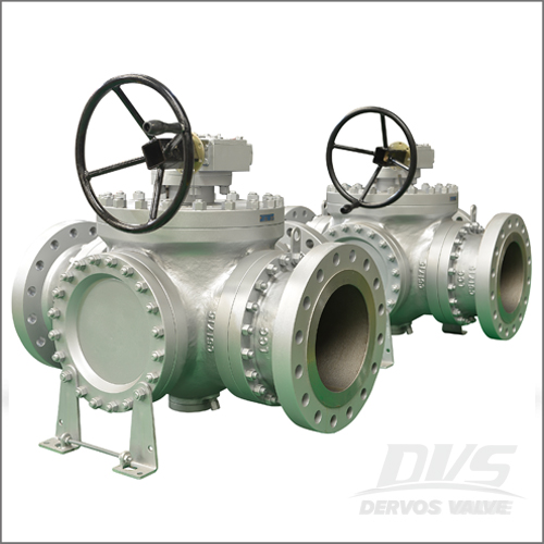 API 6D Four Way Ball Valve, LCC, 18IN, CL600, Raised Face End - Dervos