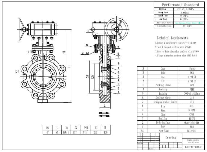 Double Eccentric Lug Butterfly Valve, API 609, 4 Inch, 150 LB - Dervos