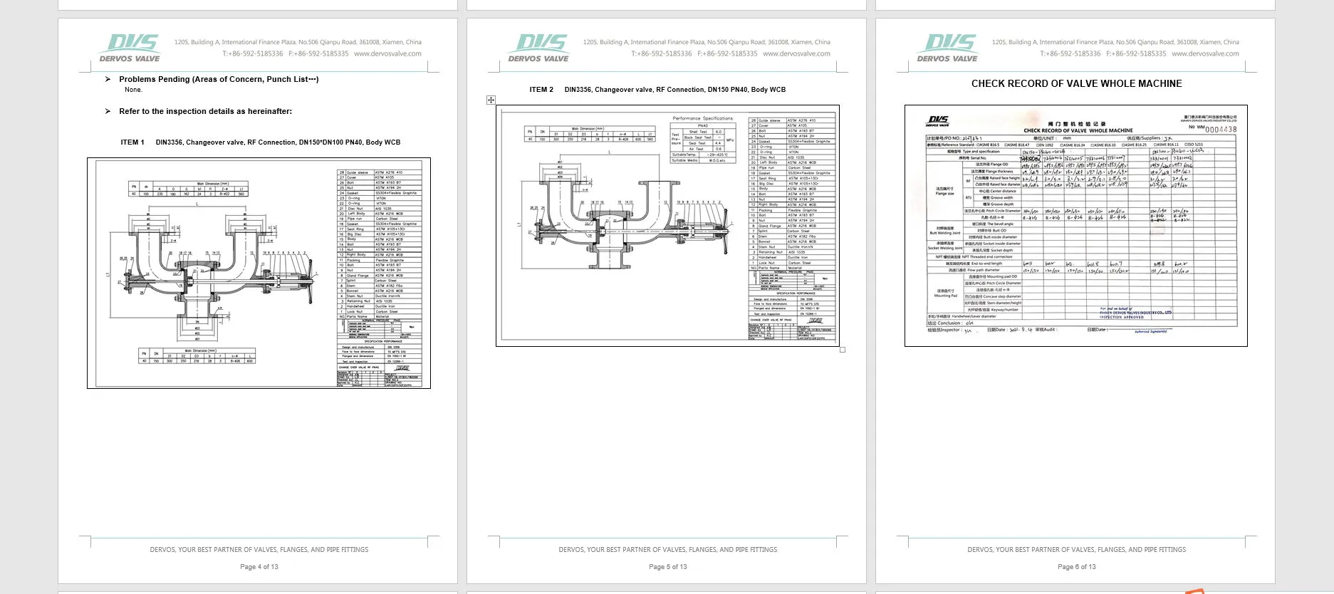 DIN 3356 Change Over Valve, DN150, PN40, A216 WCB, RF - Dervos