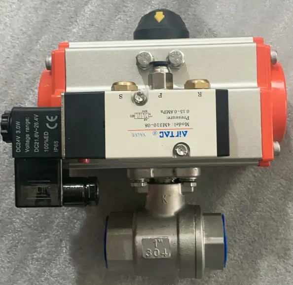 Pneumatic On-off Ball Valve, SS 304, 1 Inch, 1000 WOG, 2-way - Landee