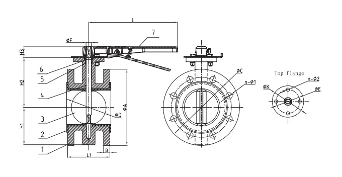 ASTM A536 65-45-12 Butterfly Valve, API 609, 2-32 IN, Flanged - Landee